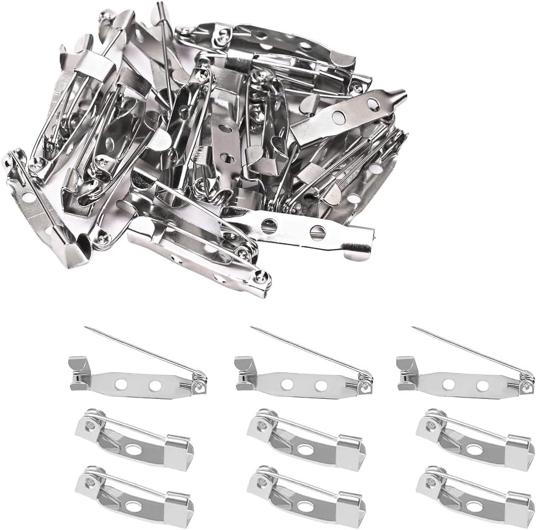 50 Pcs Silver Bar Pins, Safety Pins - Secure Back Clasp - Reliable ...