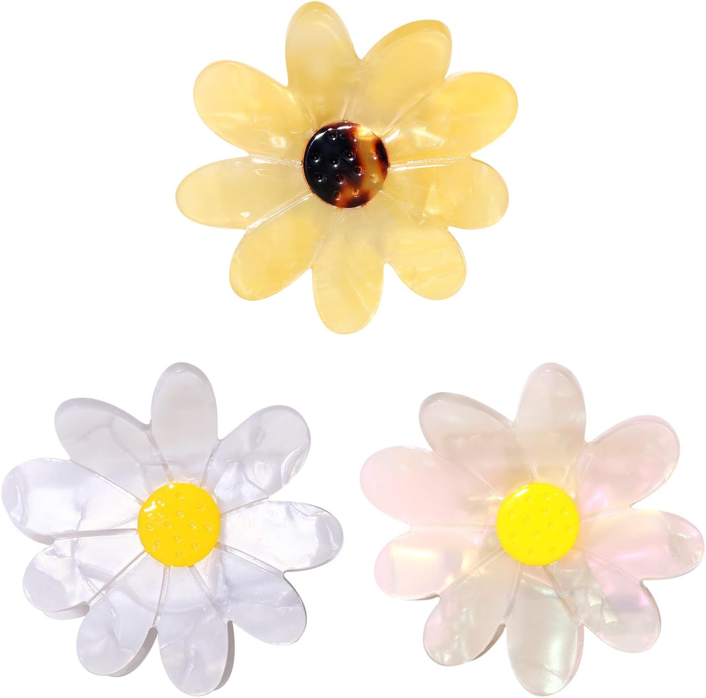 Amazon.com : 3 Pack Flower Hair Claw Clips for Women Big Cute Daisy ...