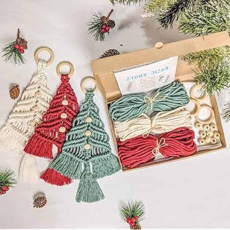 Amazon.com: OPIL 2PCS Christmas Tree DIY Kit, Boho Style Macrame Wall ...