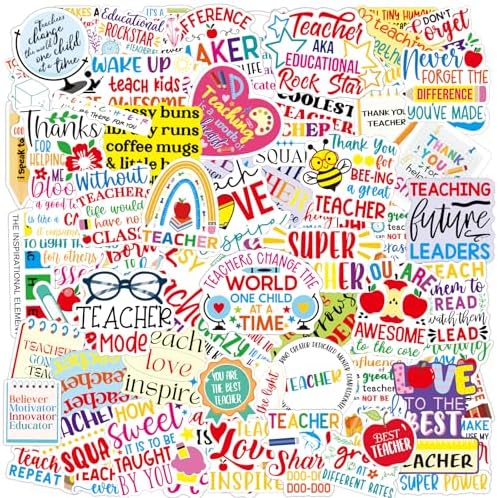 Amazon.com: Teacher Stickers 50 Pcs, Vinyl Waterproof Teacher Stickers ...