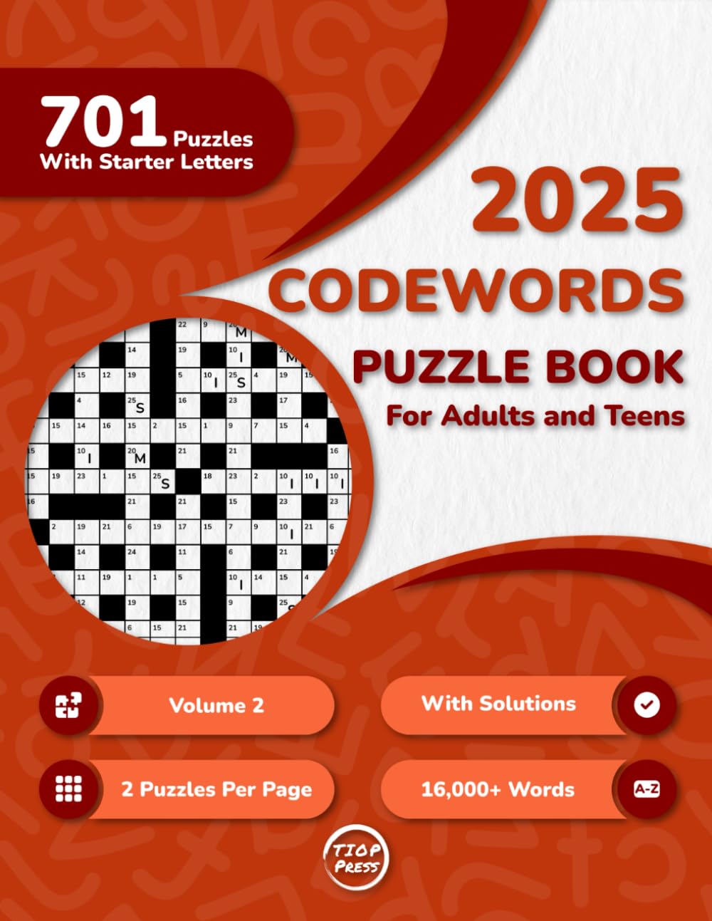2025 Codewords Puzzle Book for Adults and Teens: 700+ Large Print Codeword Puzzles With Starter ...