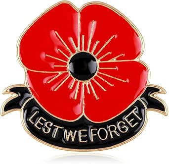 Letter Lest We Forget Lapel Pin Badge Badge Red Black Flower Brooch ...