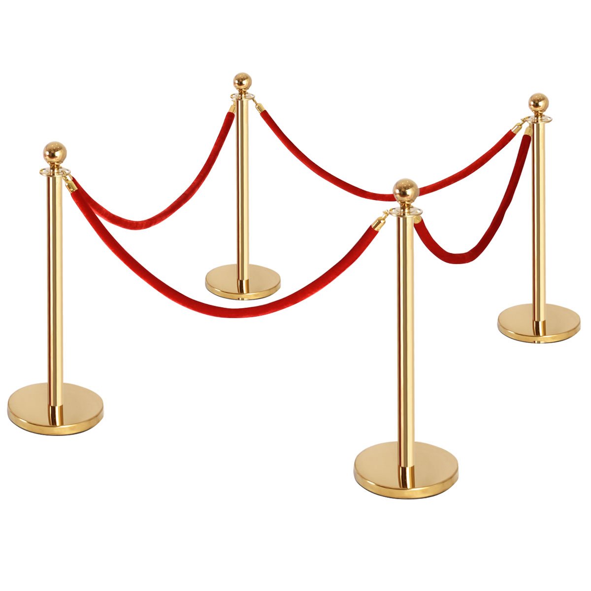 GiantexUK 4 Pack Queue Barrier Posts, Stainless Steel Gold Round Top ...