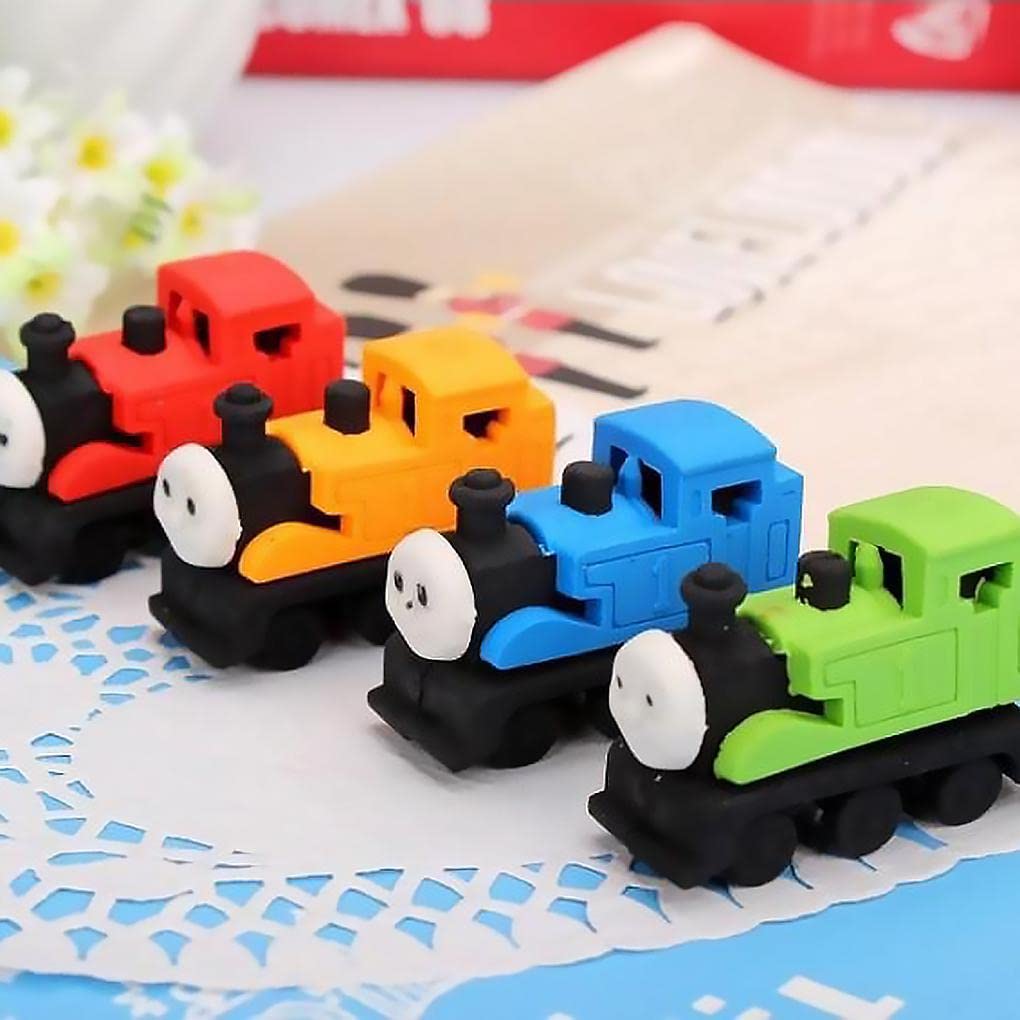 AK Store (Pack of 4) 3D Thomas Train Shape Detachable Small Rubber ...