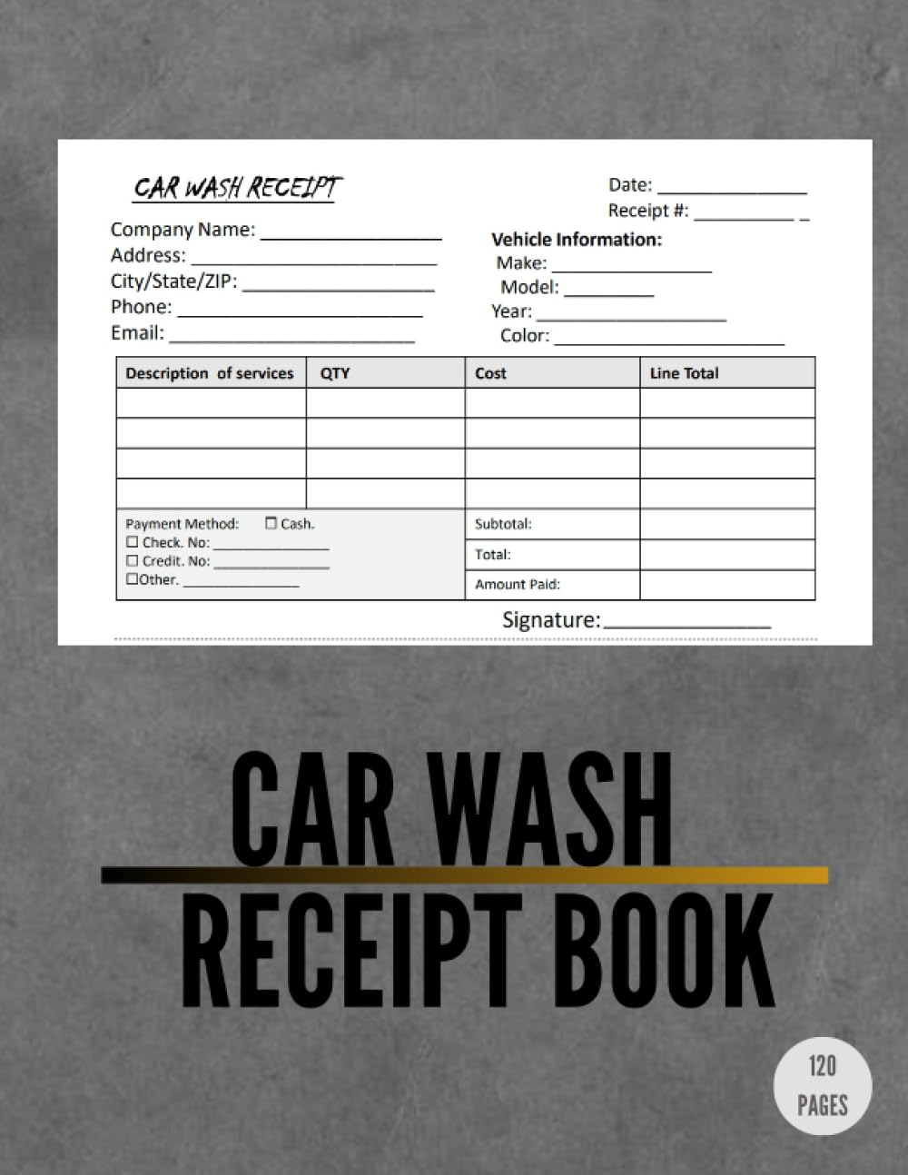 Car Wash Receipt Book: Car Wash Invoice, 2 Receipts Per Page, Auto Wash ...