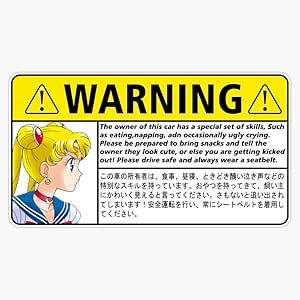 Amazon.com: Anime Warning Car Cute Vinyl Sticker Waterproof Bumper ...