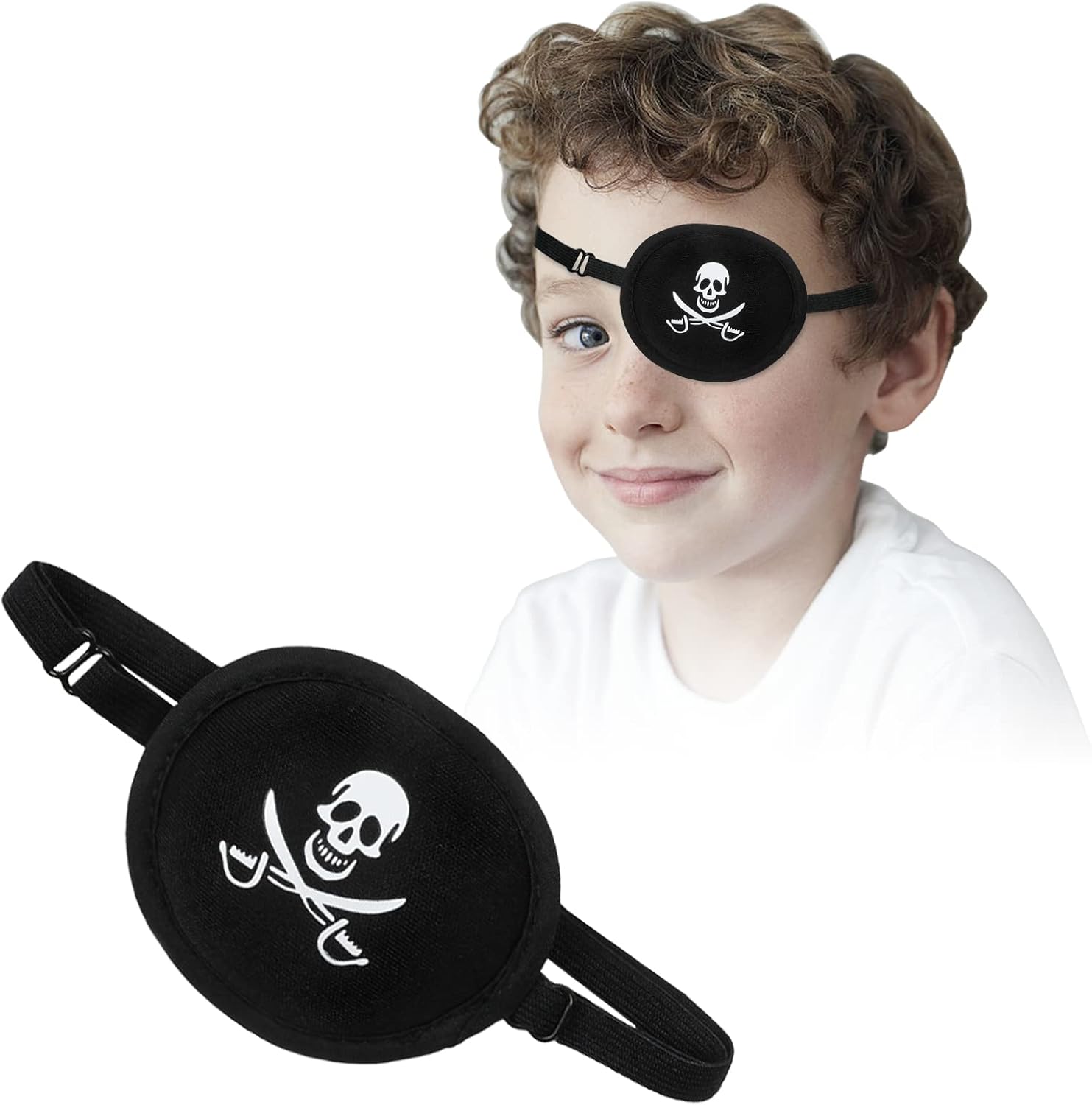 2pcs Pirate Eyepatch, Elastic Eye Patch with Adjustable Buckle for ...