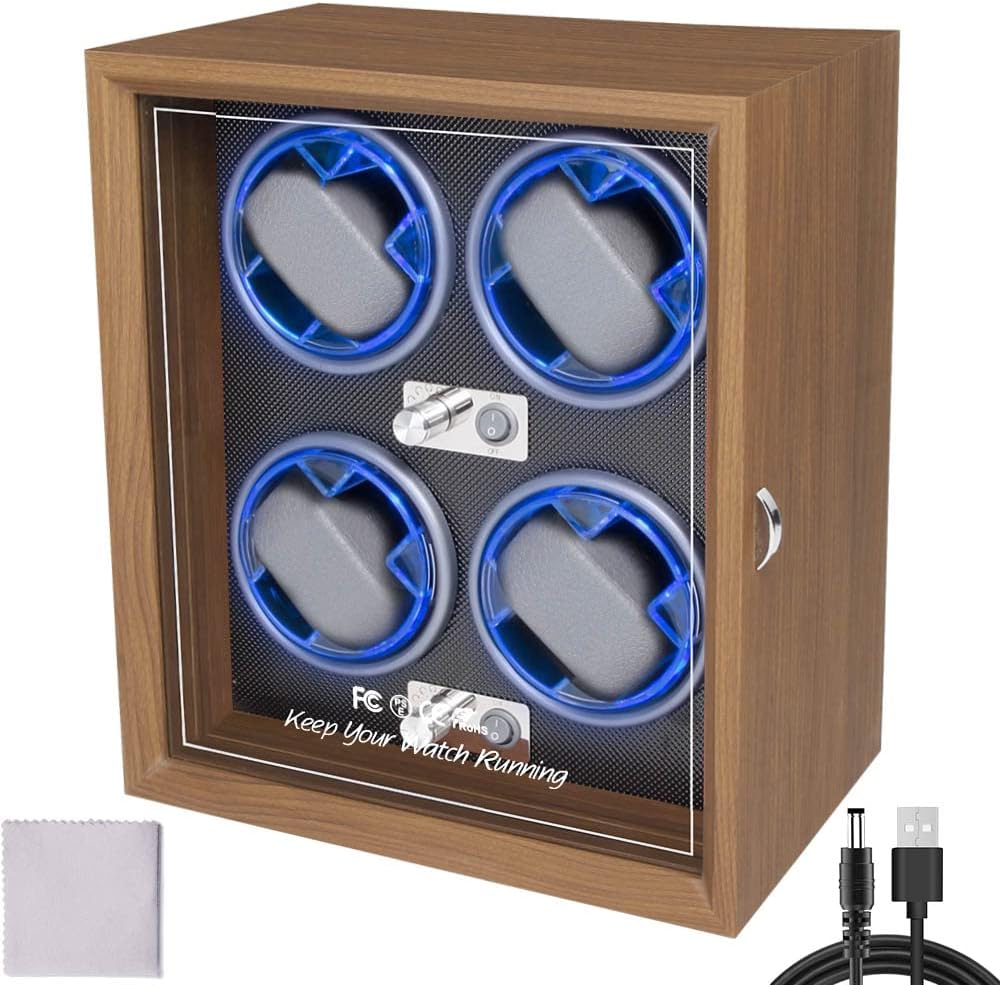 Automatic Watch Winder with LED Light Soft Flexible Watch Pillow AC ...