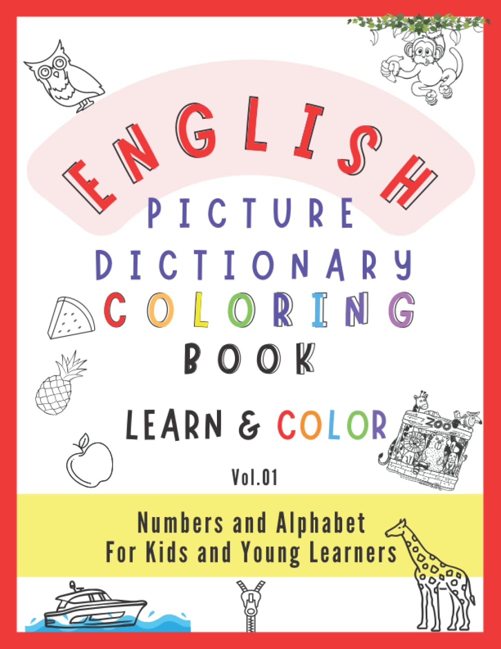 English Picture Dictionary Coloring Book: Learn & Color, Over 80 Words ...