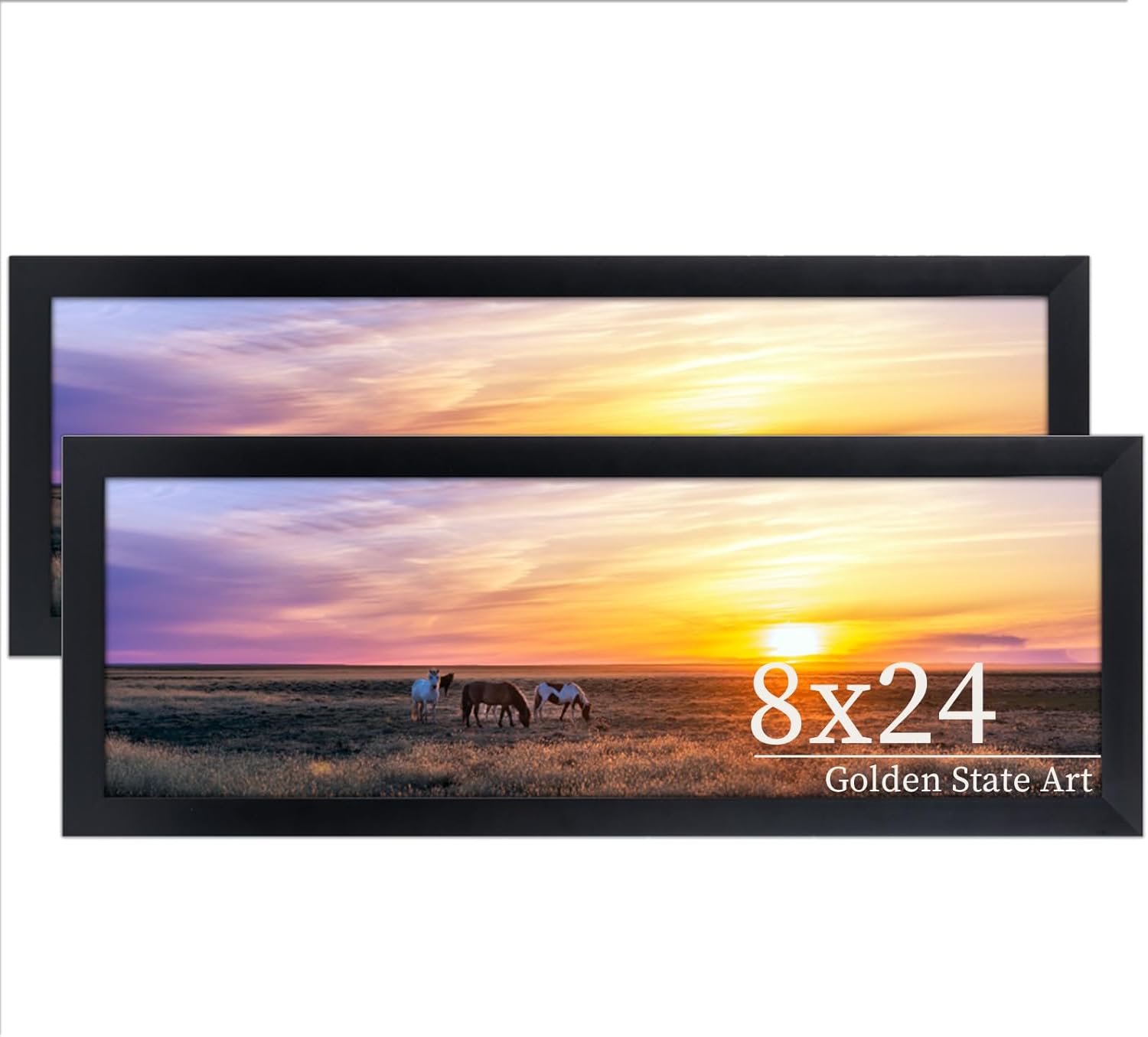 Amazon.com - Golden State Art, 8x24 Picture Frame, Black Solid Wood ...