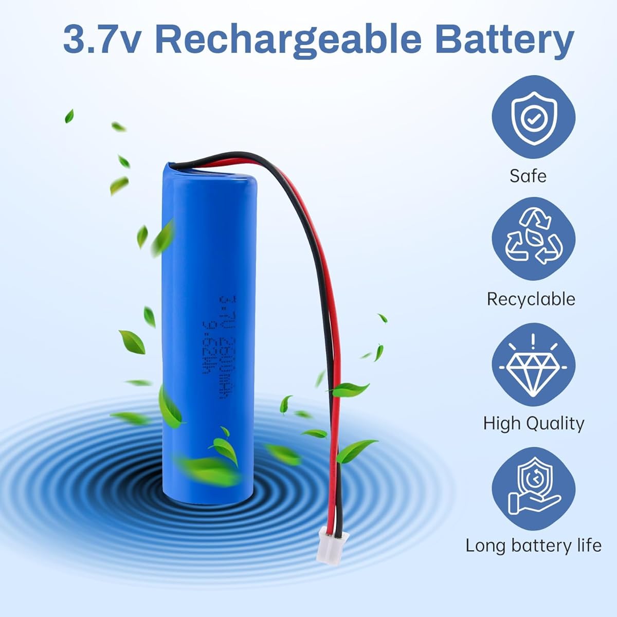 $2/mo - Finance 3.7V 2600mAh Rechargeable Li-ion Battery, PH2.0 2-Pin ...