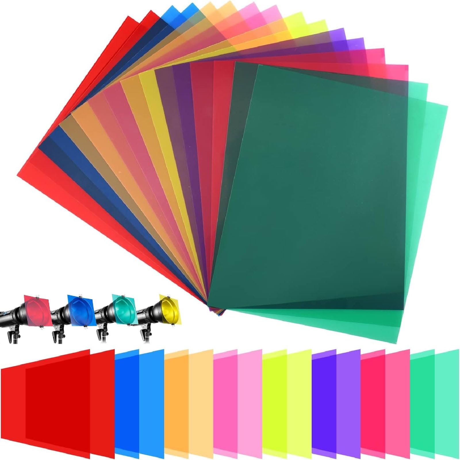 BUPOGAKE 16 Pieces Gel Light Filter A4 Transparent Color Film Colored ...