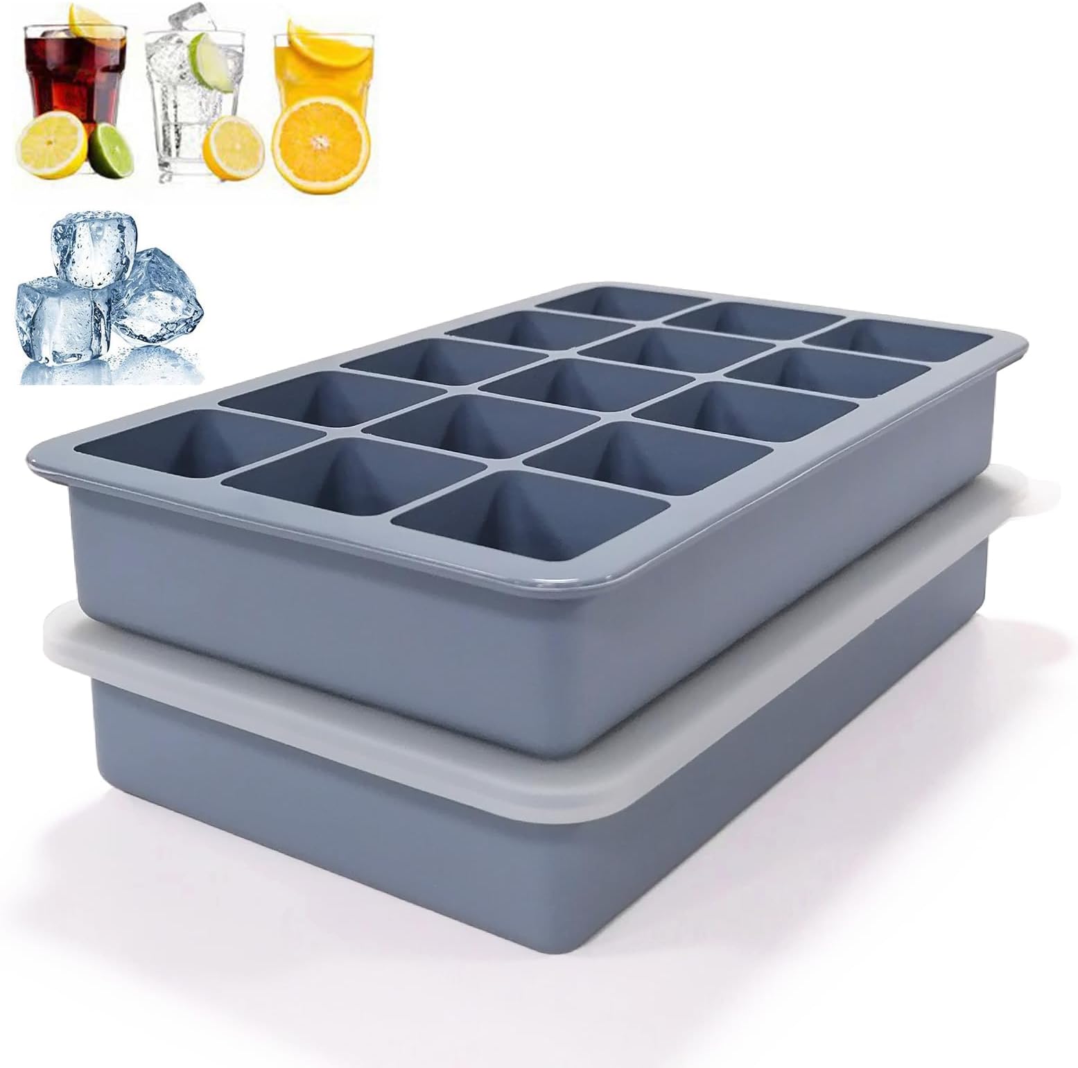 Amazon.com: COLIBROX Silicone Ice Cube Tray (Twin Pack) Blue and Green ...