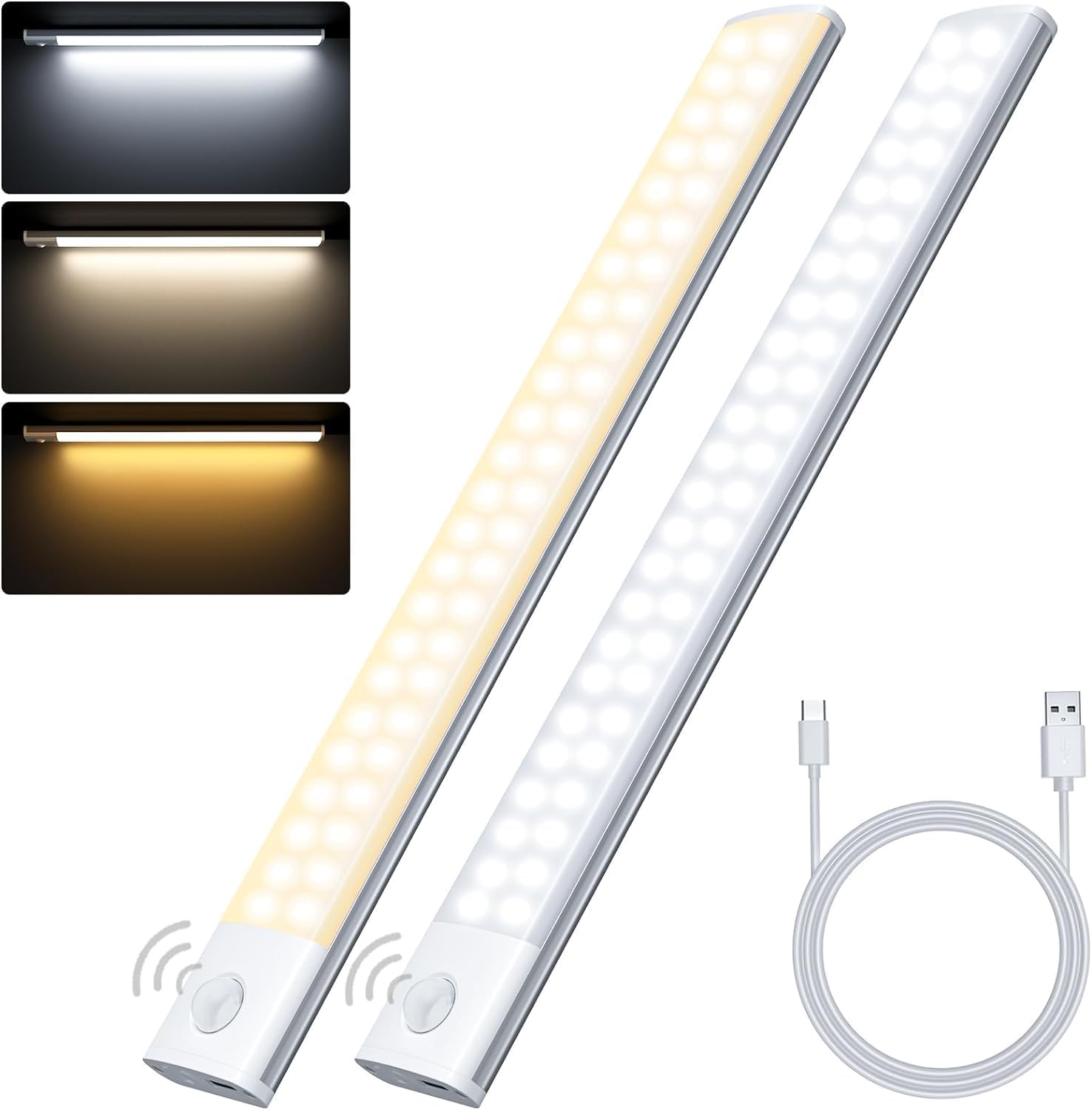 PUMPKINS 2PACK Under Cabinet Kitchen Lights,120 LED Motion Sensor Under ...