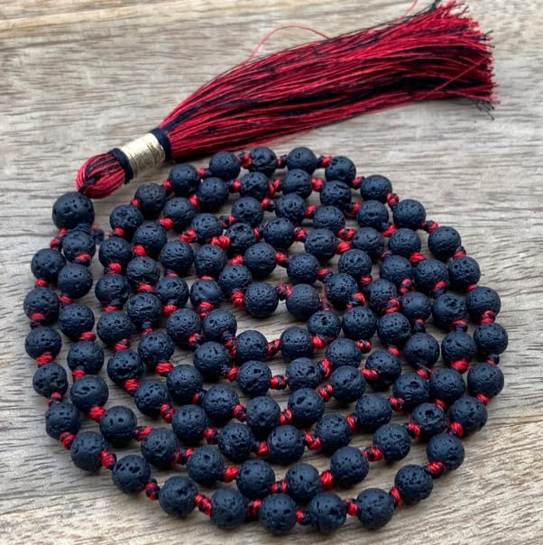 NEXG Real Black Lava Stone Mala 108 Beads Original Certified Igneous ...