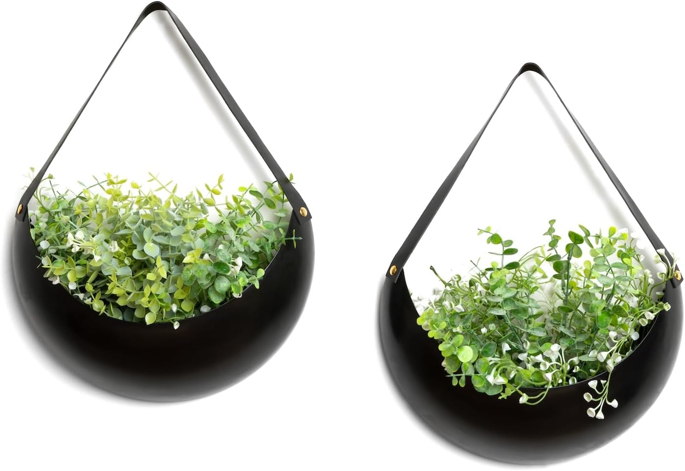 Amazon.com: AERLO Set of 2 Black Metal Wall Planters - 12" Crescent ...