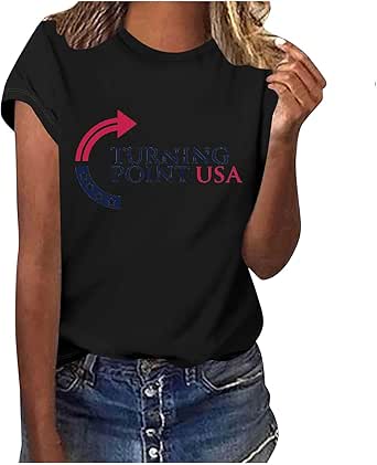 Amazon.com: Shirts for Women The Turning Point Print T-Shirt American ...