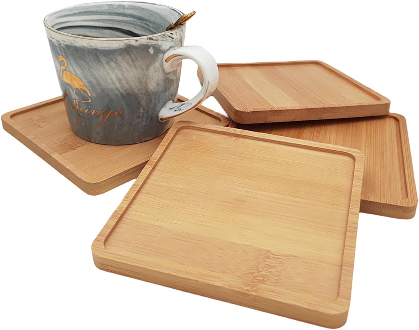 Amazon.com: 4PCS Mosaic Bamboo Coasters for Crafts, Blank Base Trays ...