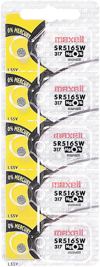 Amazon.com: 5pk Maxell SR516SW SR62 317 D317 Silver Oxide Watch Battery ...