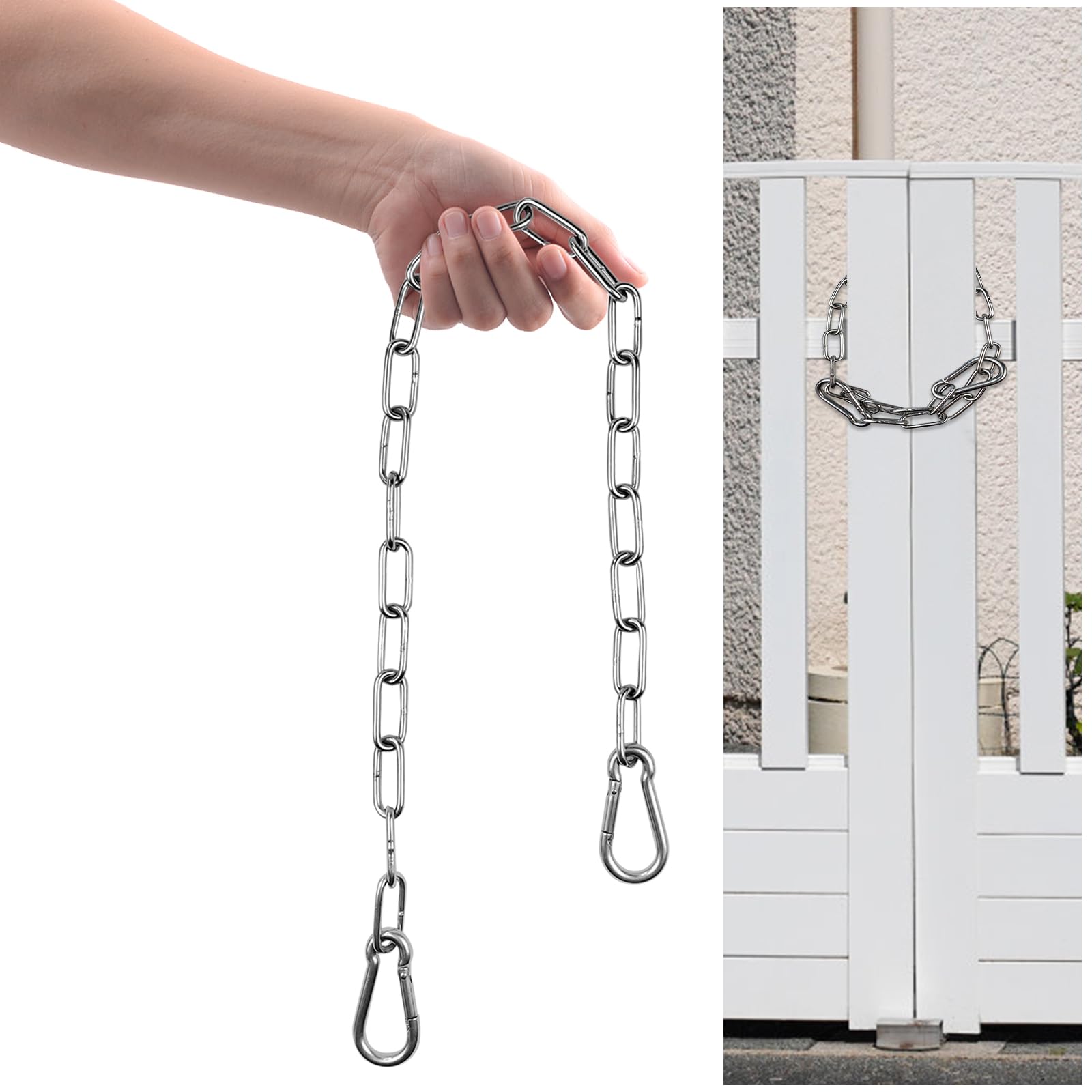Amazon.com: Gate Chain Lock with Carabiners Barn Chain Link 20'' Gate ...