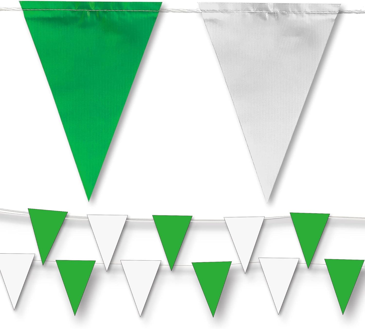 Amazon.com: NACARUM Green & White Pennant Banner Flags | OSHA 500lb ...