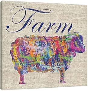 Amazon.com: Jaxson Rea Sheep Farm Wrapped Canvas Art, 24" x 24" x 1.5"