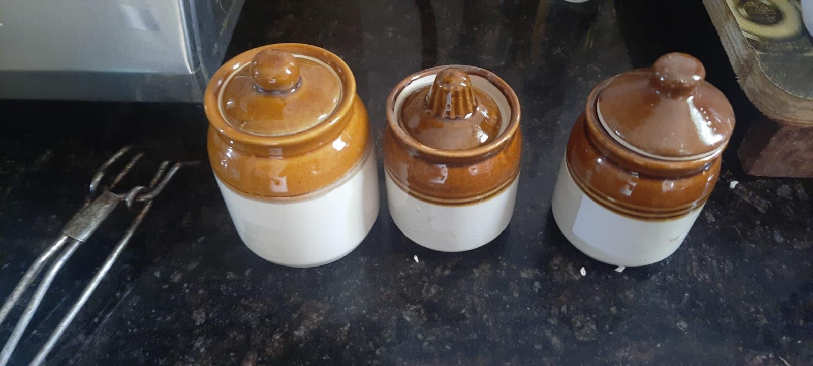 THE HIMALAYA CRAFT Ceramic 300 Ml Pickle Jar Set Of 3. Container For ...