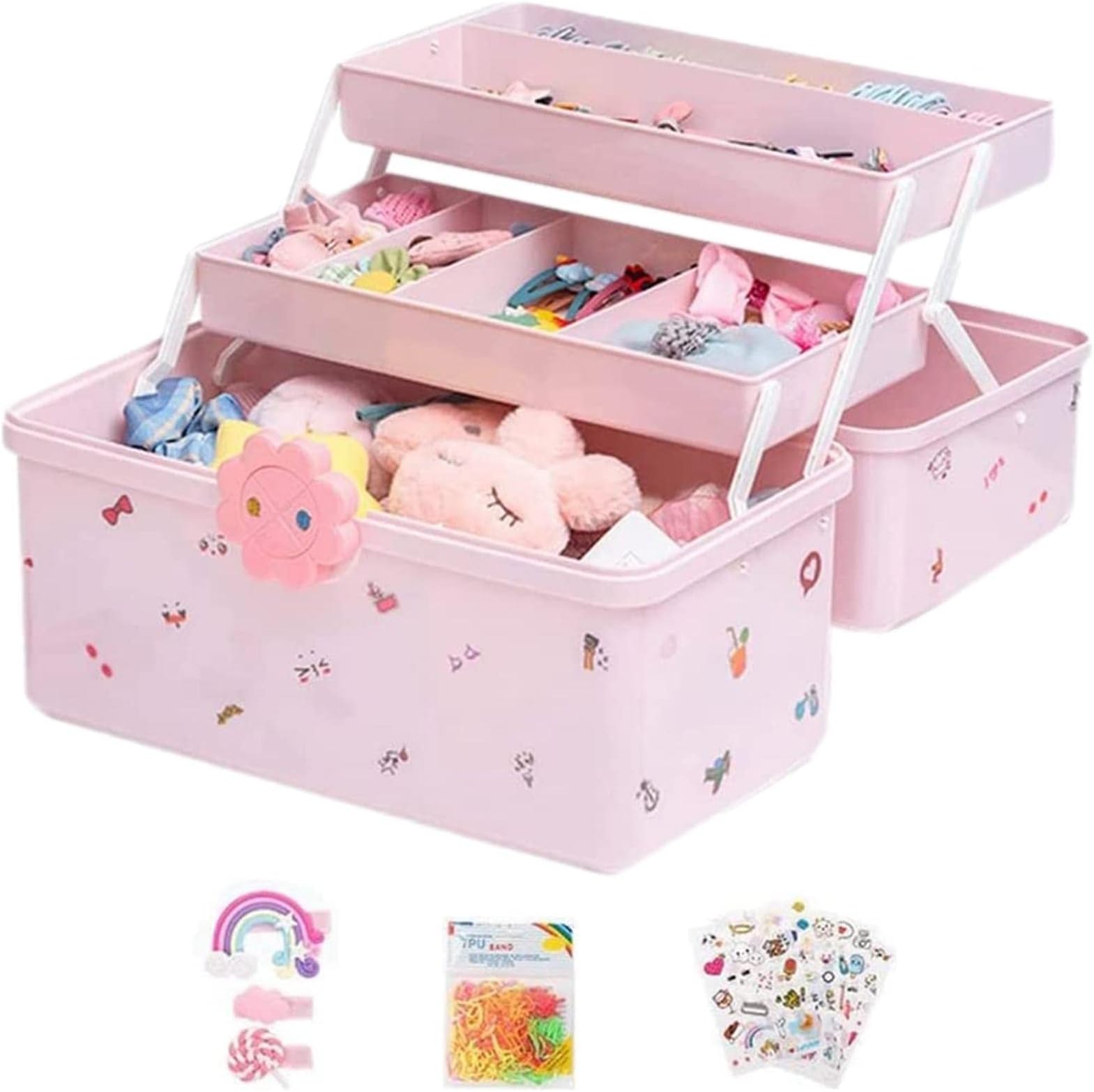 Children's Hair Accessories Storage Boxes Baby Head Rope Hair Pin Pink ...