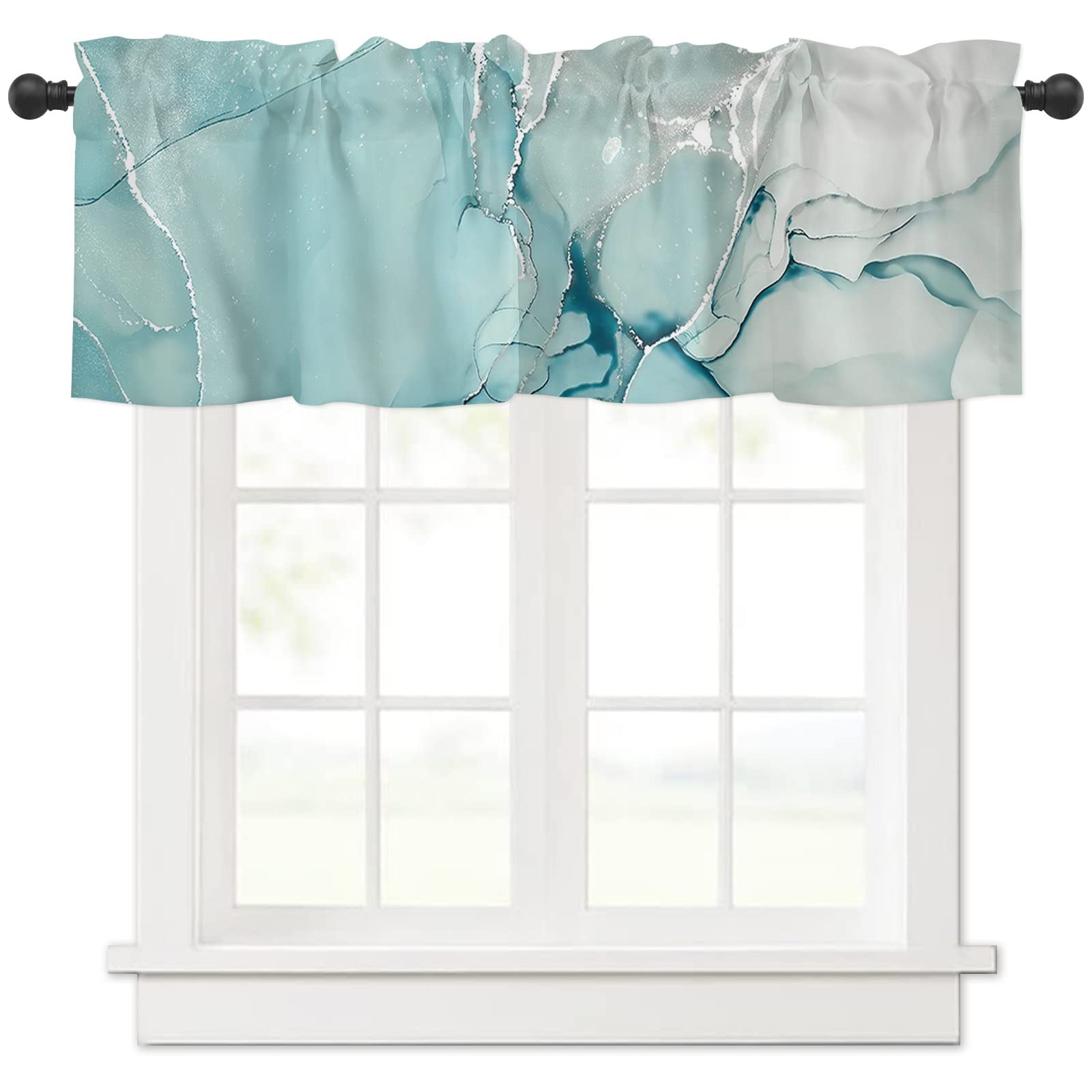 Amazon.com: Marble Teal Valances for Windows Turquoise Blue Abstract ...