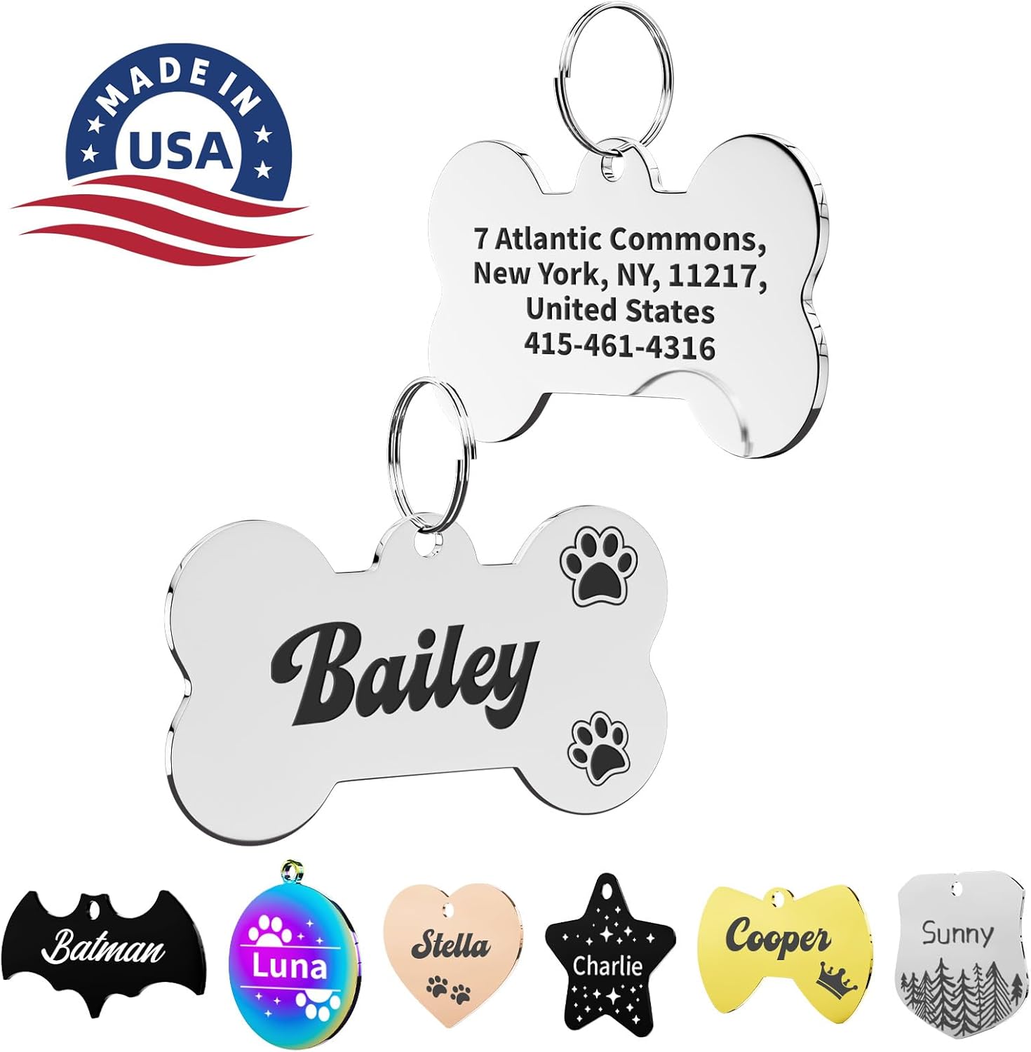 Amazon.com : DearKeeps Dog Tags Personalized for Pets, Stainless Steel ...