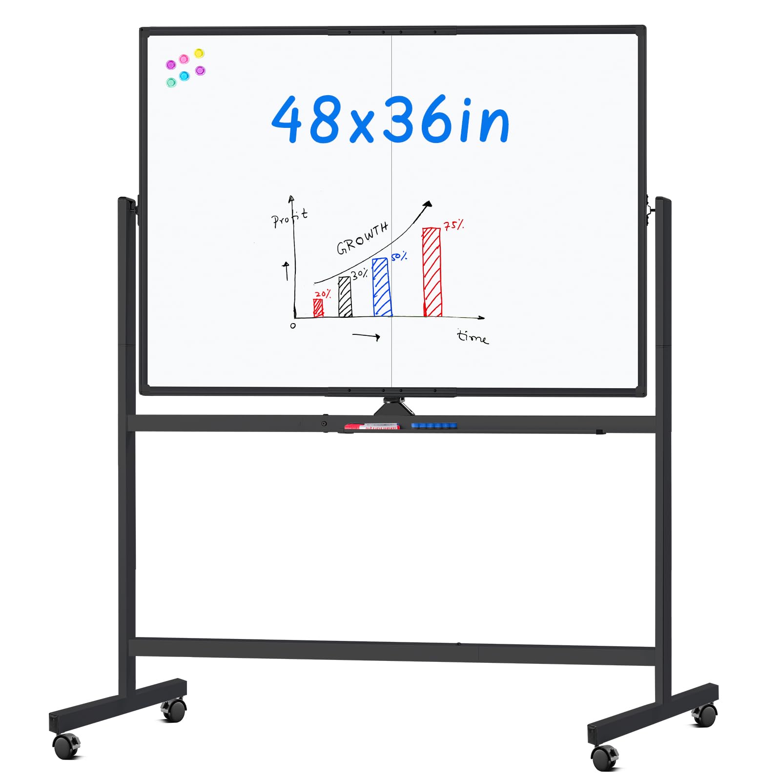 Snapklik.com : Maxtek Rolling Whiteboard, 48x36 Large Magnetic White Board