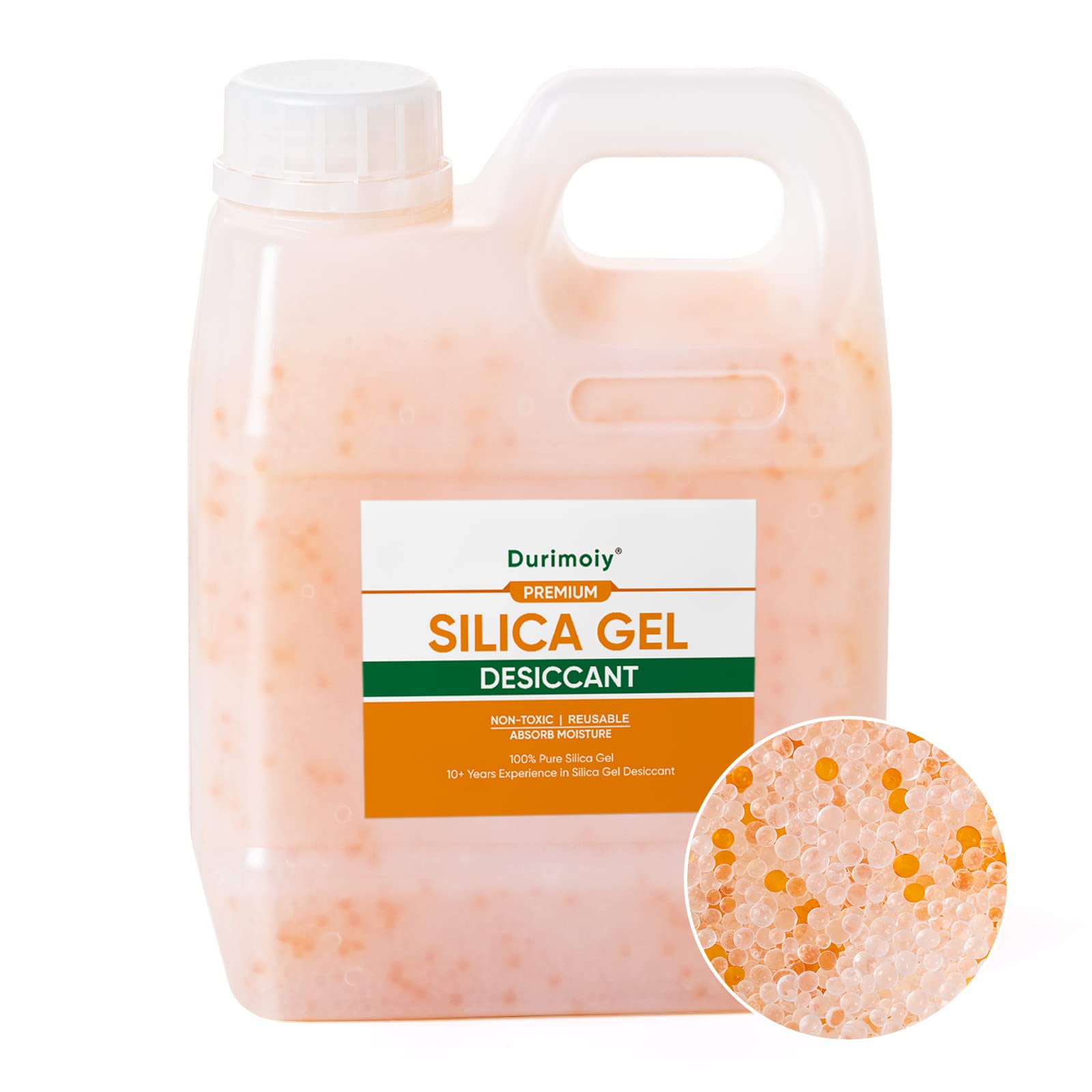 Durimoiy 2 LBS Silica Gel Beads Reusable Indicating Desiccant Beads ...