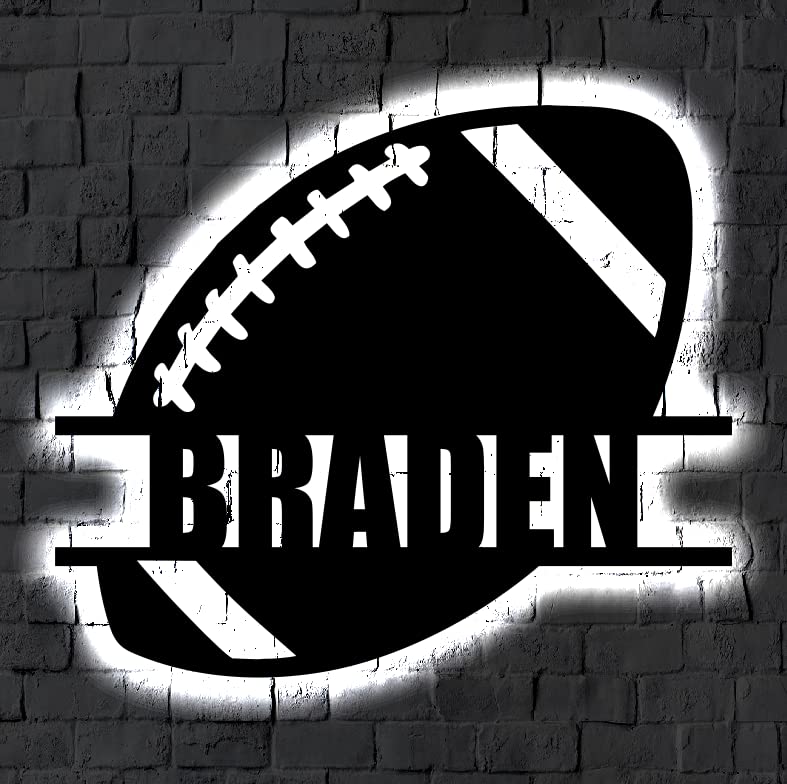 Amazon.com: Personalized Football LED Metal Art Sign/Light up Football ...