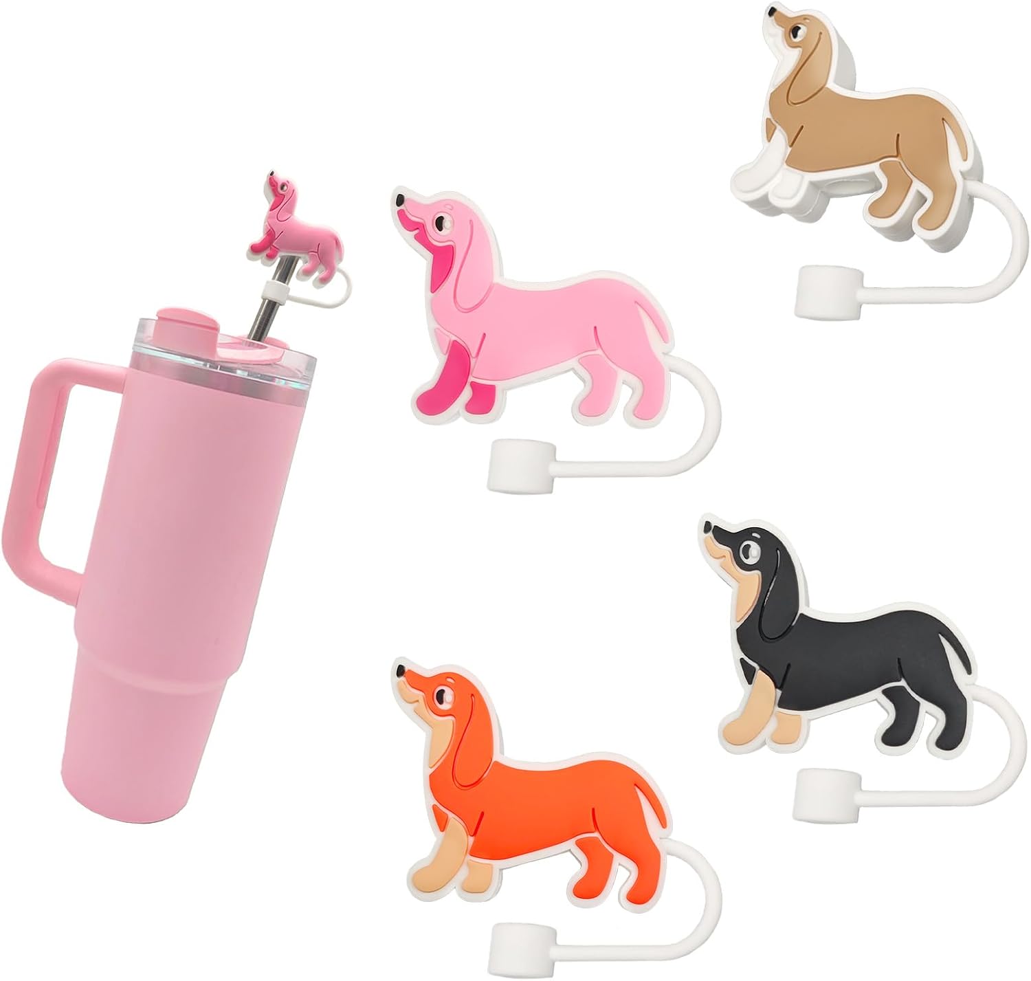 Amazon.com: 4pcs Weenie Dog Stanley Cup Straw Cover Stanley Straw ...