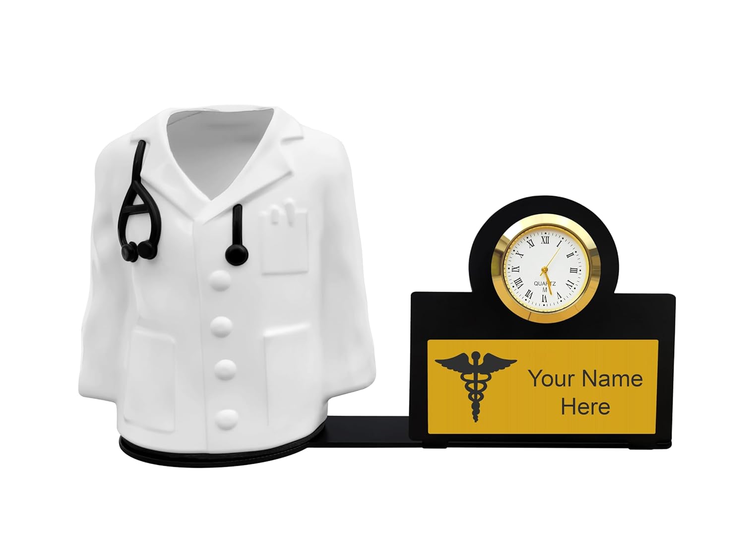 SAVRI Personalized Doctor Apron/Coat Inside Pen Stand With Watch&Name ...