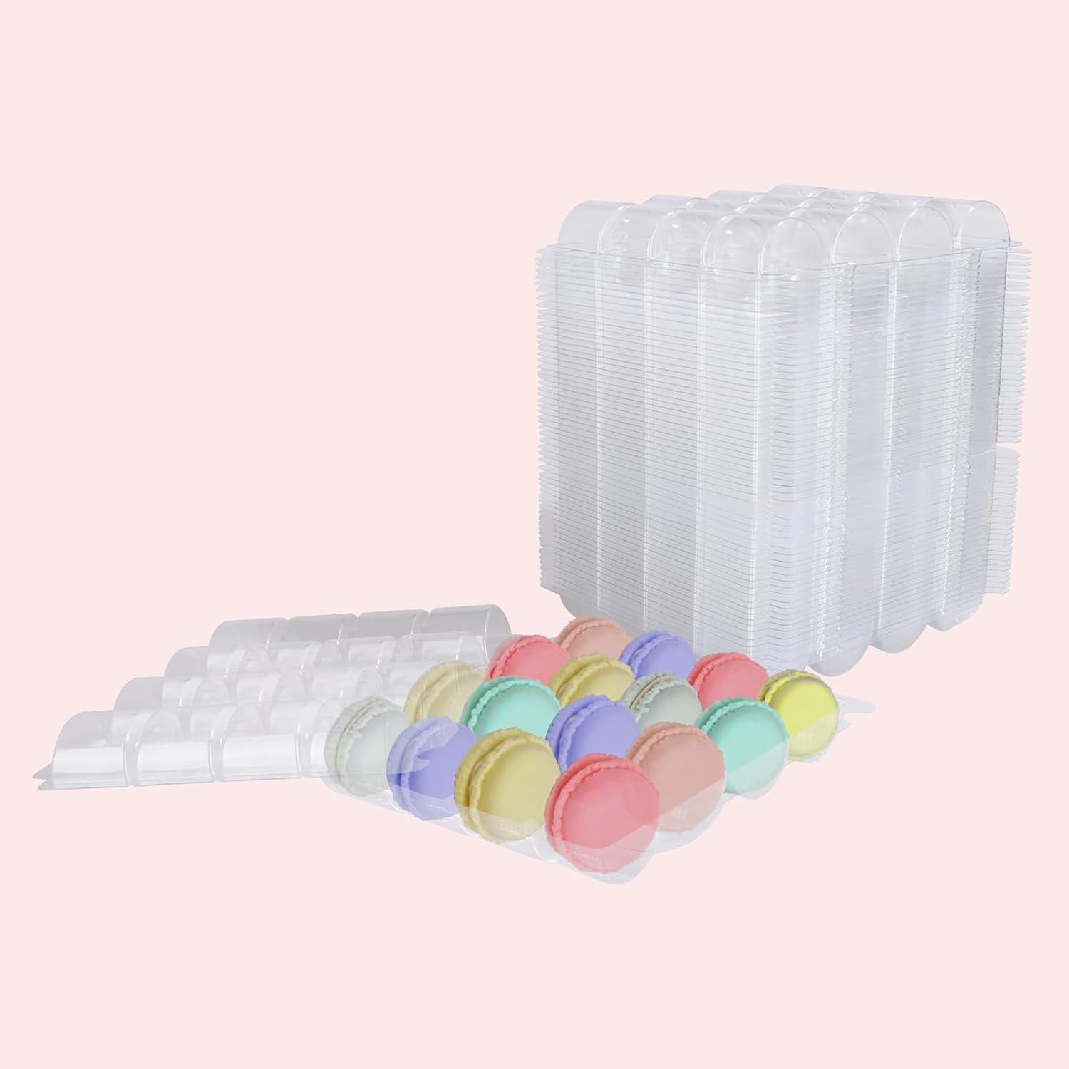 30 PACK Plastic Macaron Boxes, Macaron Boxes for 16, Clear Macaron ...
