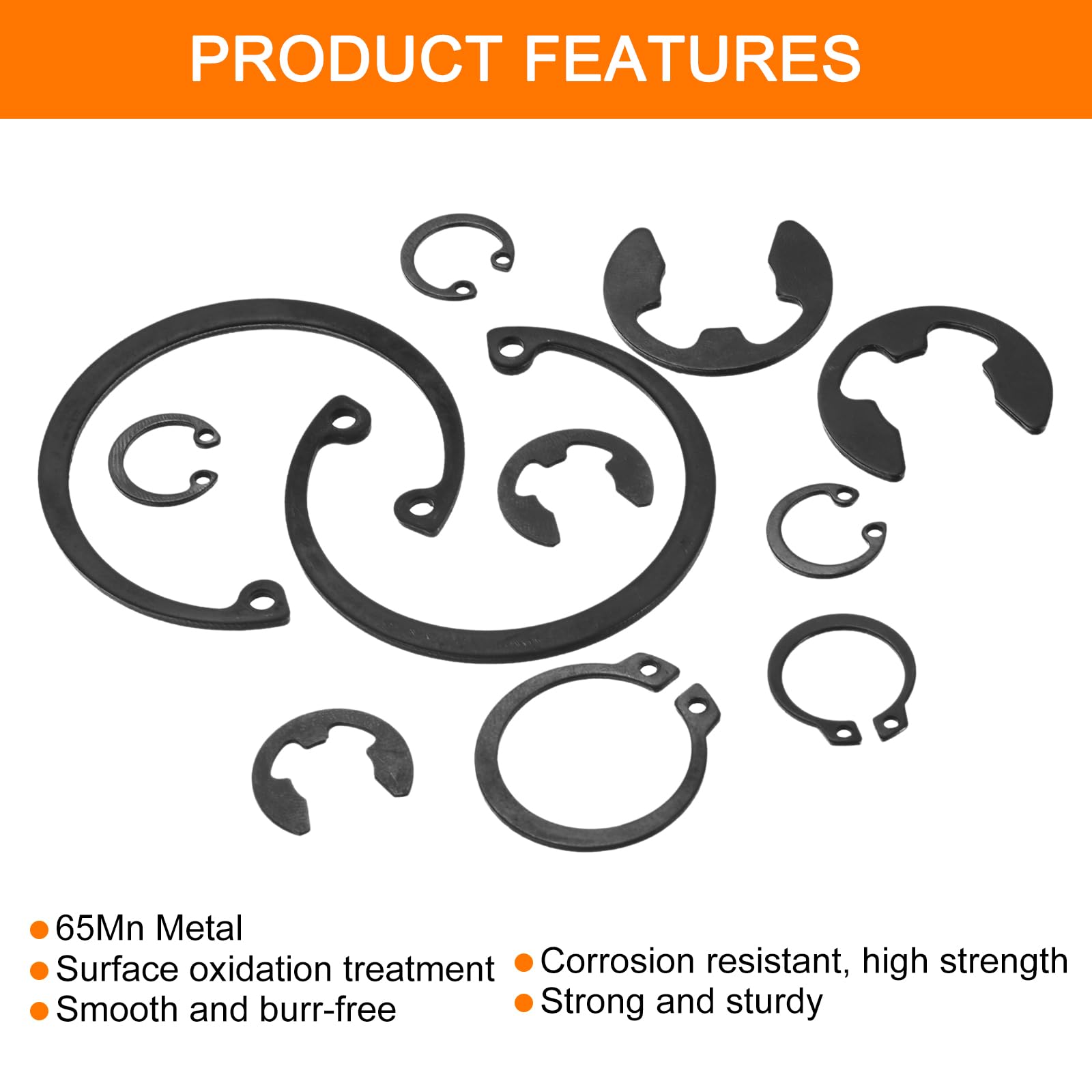 Circlips Assortment 260 In 1 65 MN Carbon Spring Steel Rust-resistant E ...
