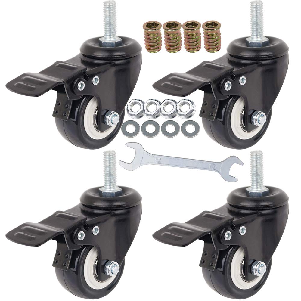 DICASAL Swivel Casters 2 Inch Metric Thread Size Stem Wheels Castors PU ...