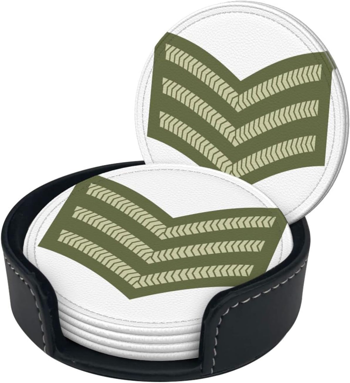 British Army Or-6 Round Leather Coaster Anti-Stain and Anti-Scald ...