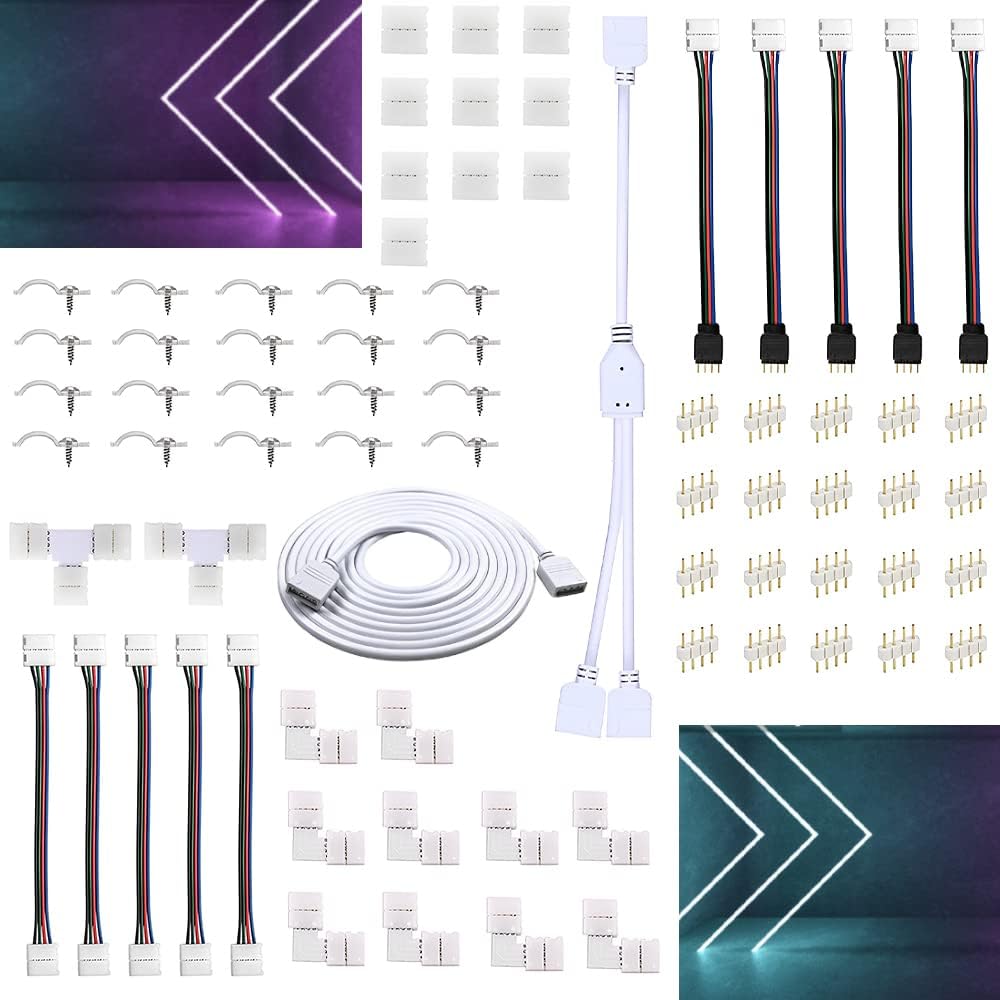 wynott LED Light Connector Kit 4 Pin 5050 RGB Strip Lights Connector ...