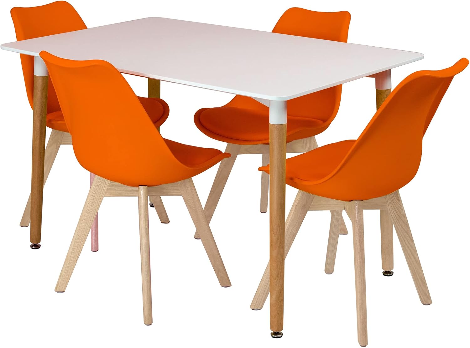 Charles Jacobs White Rectangular Dinner Table Set with 4 Dining Chairs ...