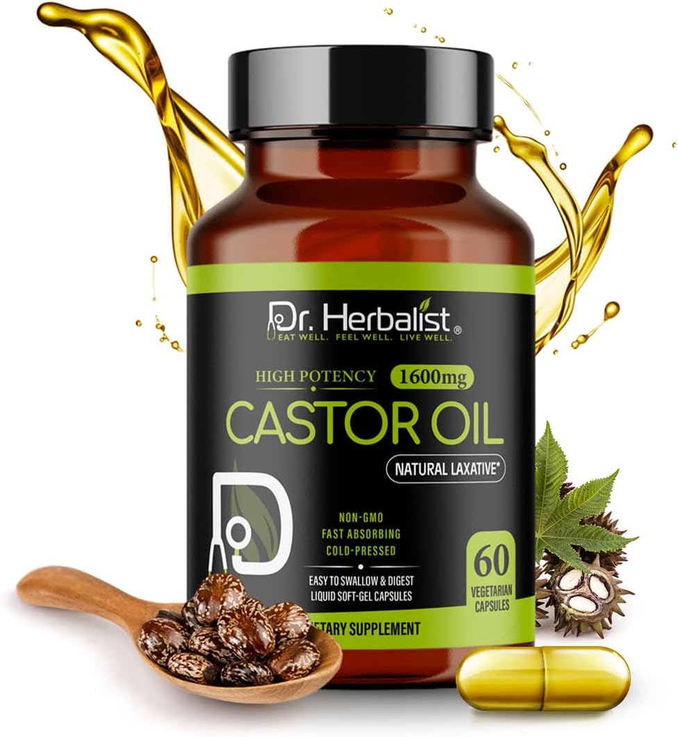 Amazon.com: Dr. HERBALIST Castor Oil Capsules - 1600mg per Serving, 60 ...