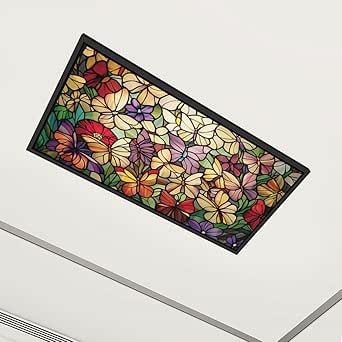 EXLOJMWTPOR 4 Pack Fluorescent Light Covers Stained Butterflies ...