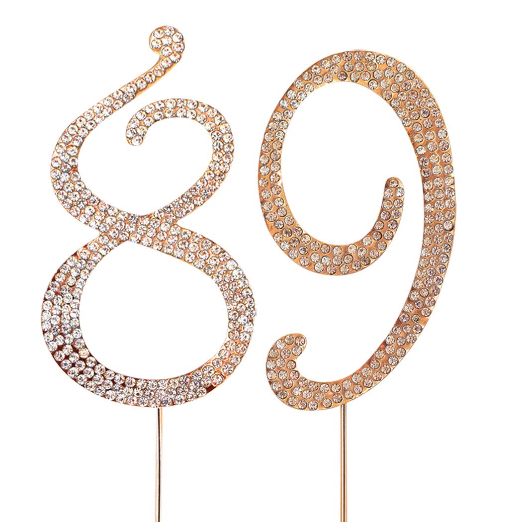 Amazon.com: MAGJUCHE Gold 89" Crystal Cake Topper, Number 89 ...