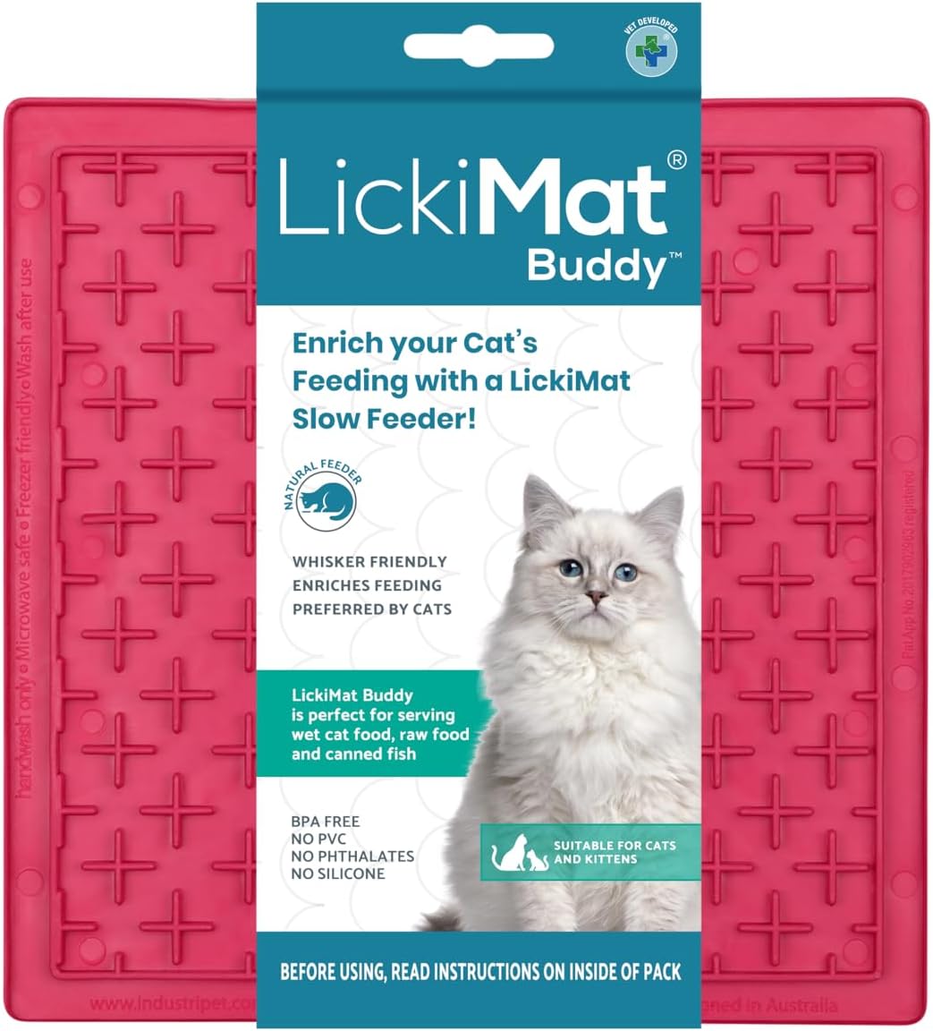LickiMat Classic Buddy Cat Slow Feeders Lick Mat, Boredom Anxiety ...
