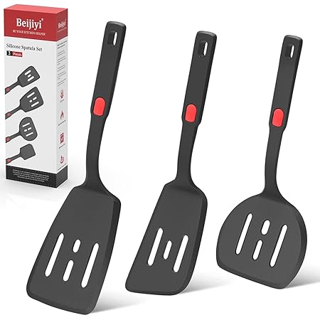 Amazon.com: Silicone Spatula Turner Set of 3, Beijiyi 600°F Heat ...