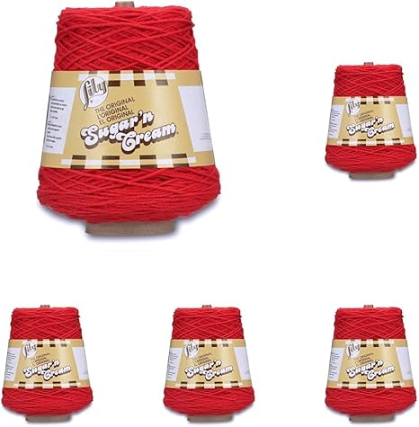 Amazon.com: Lily Sugar'n Cream Cotton Cone Yarn, 14 oz, Red, 1 Cone ...