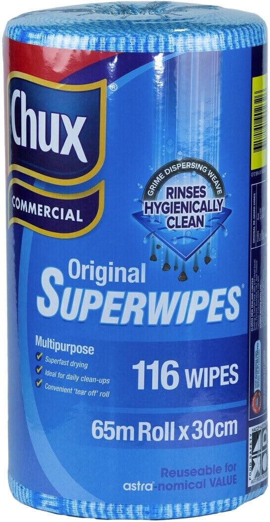 Chux Original Superwipes, Safe for Direct Food Contact, Blue, 65m Roll ...