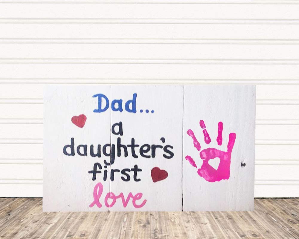 Amazon.com: Dad A Daughter's First Love Child's Hand Print Wood Sign ...