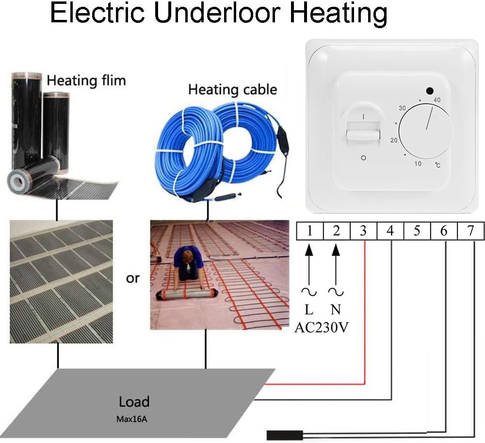 KETOTEK Manual Room Thermostat for Electric Underfloor Heating (Model ...